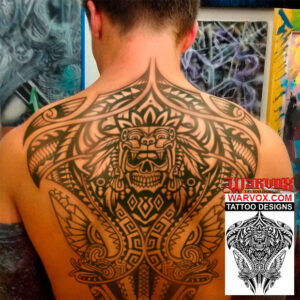 Back Piece Tribal Tattoo Design - Aztec Tattoo Ideas