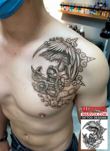 Eagle and Snake Mexican Pride Tattoo Design - Aztec Tattoo Ideas