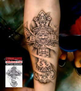 Tonatiuh Aztec Cross Tattoo - Aztec Tattoo Ideas
